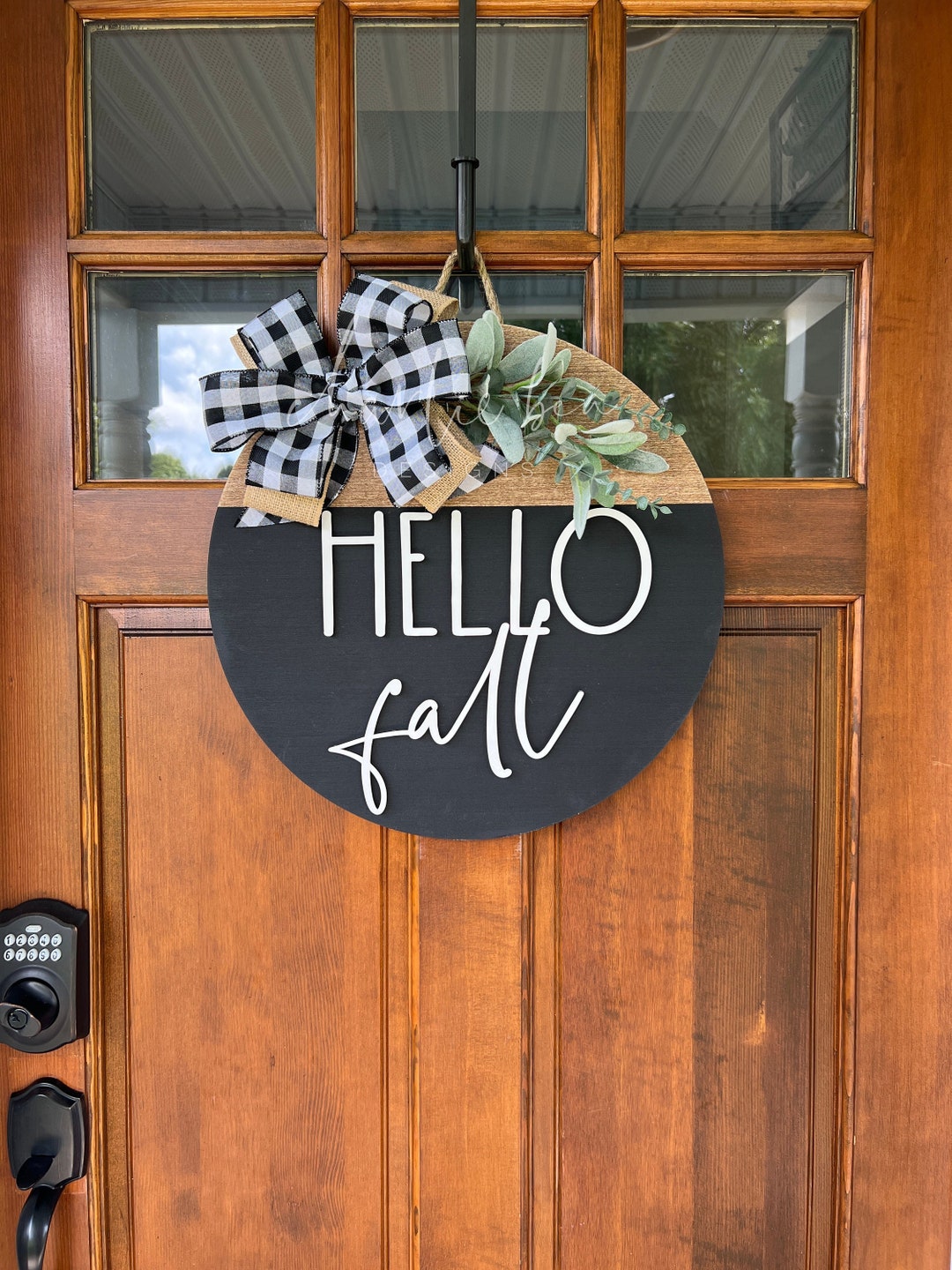 Hello Fall Sign, Door Hanger, Fall Door Hanger, Rustic Front Door Decor ...
