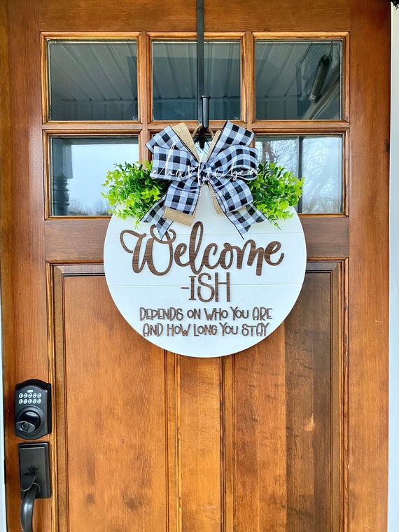 Front Door Decor Welcome-ish Sign Shiplap Sign Front Door - Etsy