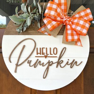 Hello Pumpkin Sign, Door Hanger, Fall Door Hanger, Rustic Front Door ...