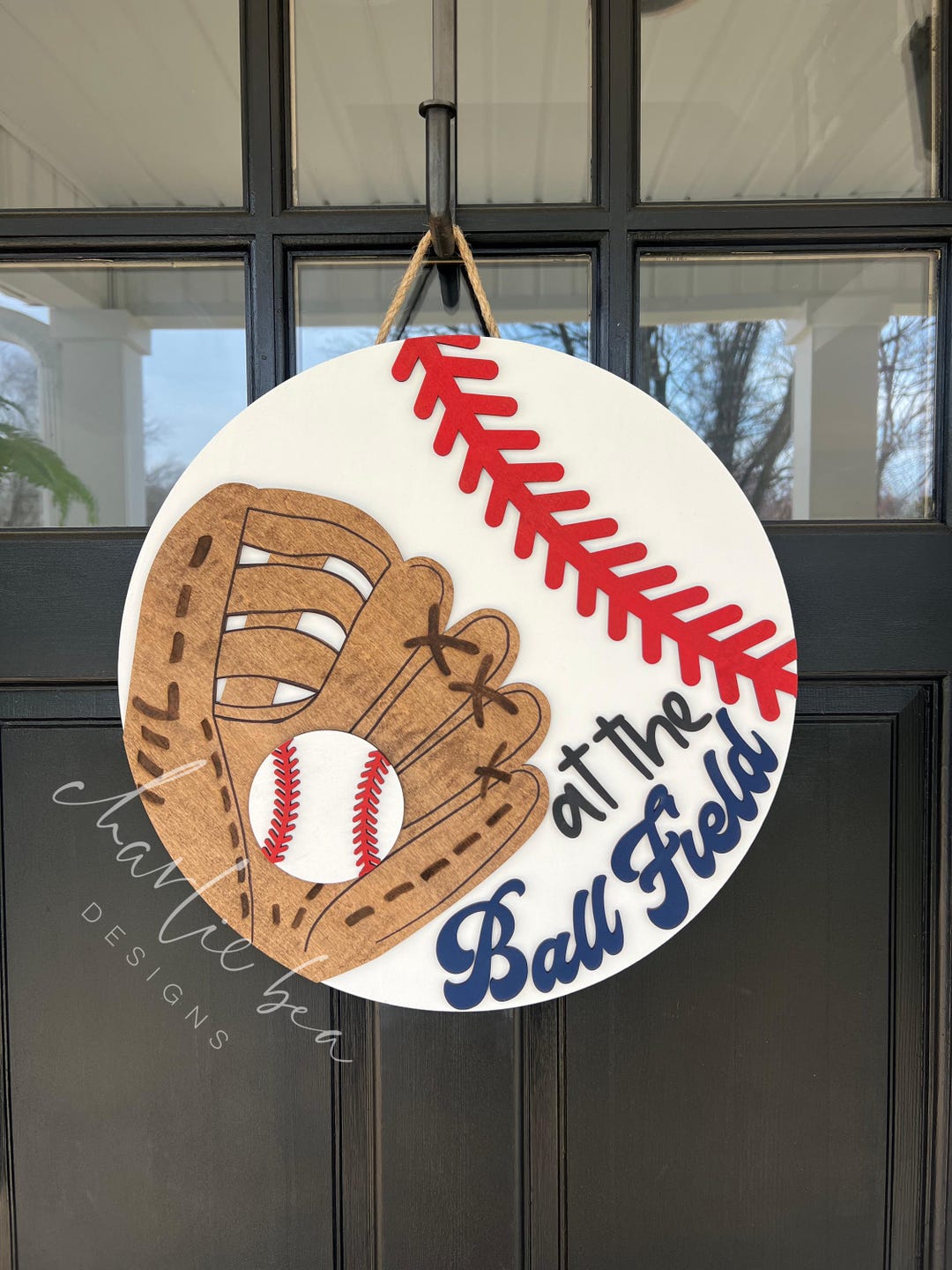 Baseball Front Door Sign: 3D Wooden Baseball Glove Porch Decor - Etsy