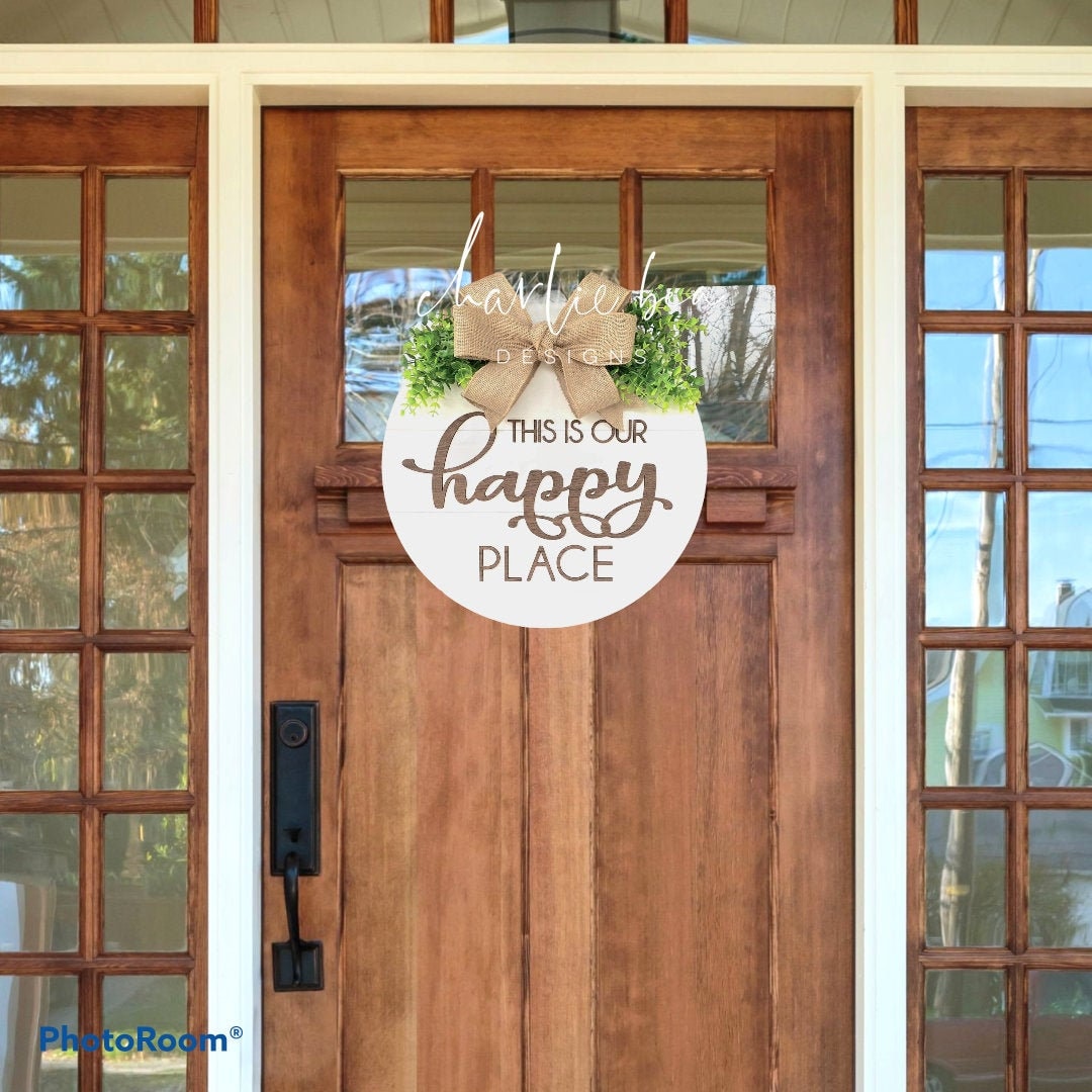 Happy Place Front Door Sign: 18" Shiplap Welcome Hanger - Etsy