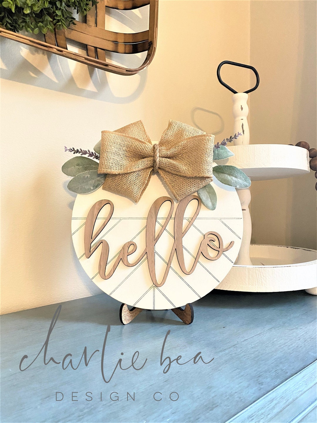 Hello Sign, Entry Table Sign, Spring Decor, Spring Sign, Farmhouse ...