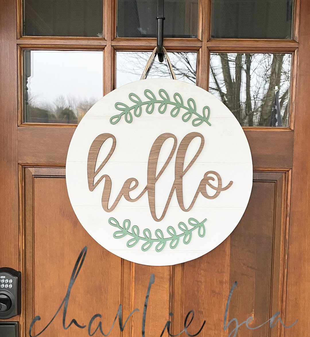 Hello Door Hanger: Farmhouse Shiplap Sign, 3D Wood - Etsy