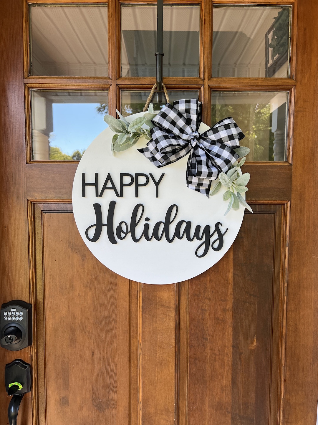 Happy Holidays Door Hanger, Christmas Door Sign, Merry Christmas Sign ...