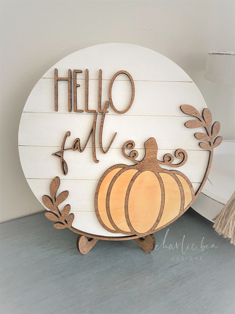 Hello Fall Sign Fall Decor Pumpkin Sign 3D Wooden Sign - Etsy