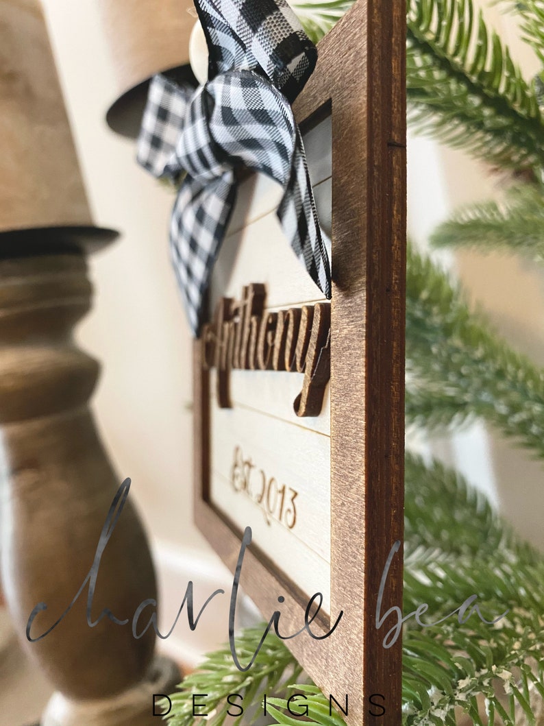 Personalized rustic last name Christmas ornament Shiplap | Etsy