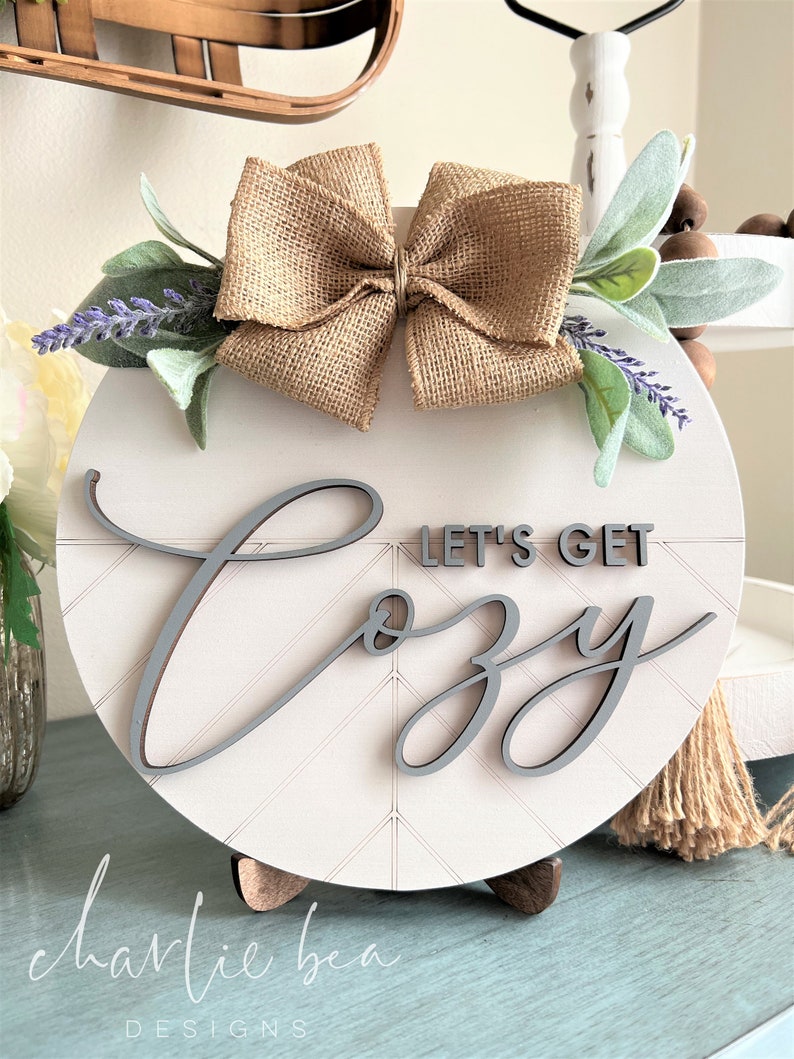 Let's Get Cozy Sign Entry Table Sign Farmhouse Decor | Etsy
