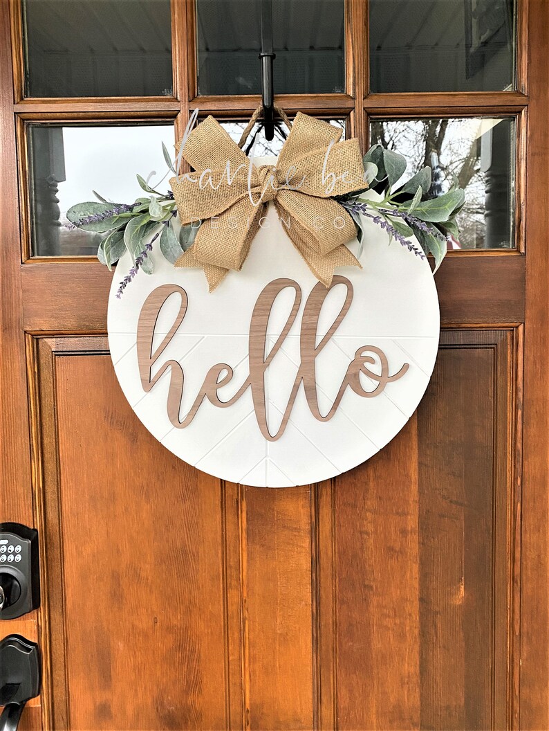Front Door Decor Welcome Door Hanger Front Door Hello Sign | Etsy