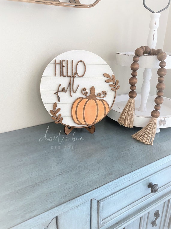 Hello Fall Sign Fall Decor Pumpkin Sign 3D Wooden Sign - Etsy