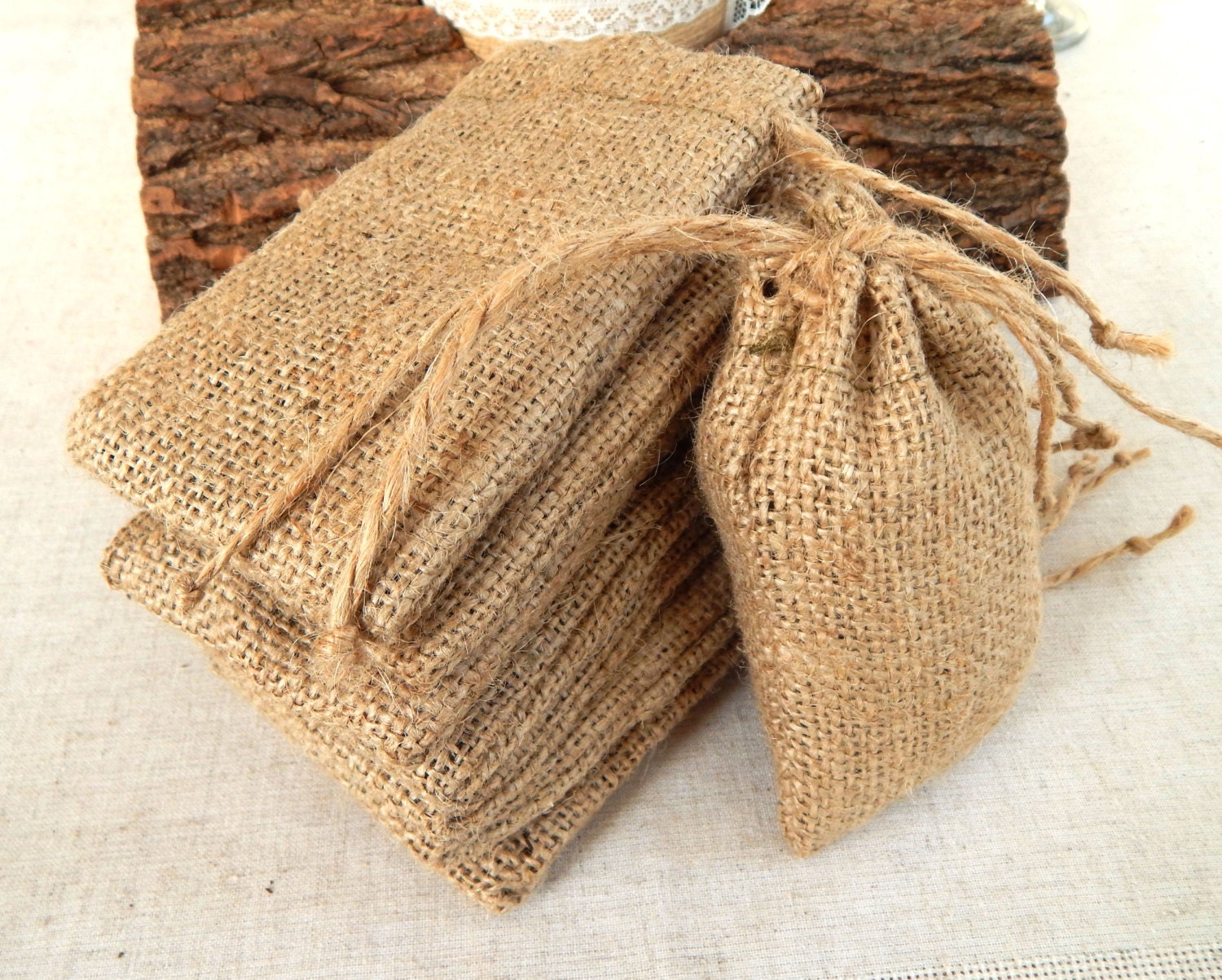 Burlap Favor Bags Natural Jute Fiber With Drawstring Hessian - Etsy