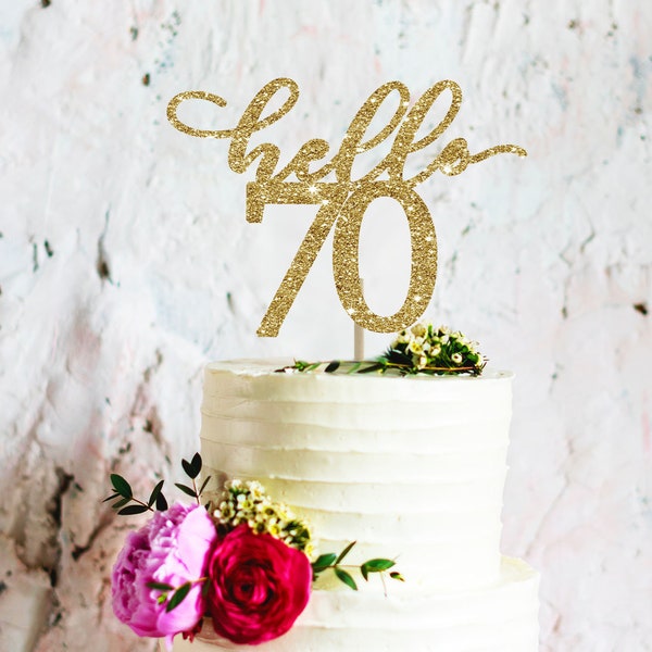 Hello Seventy Cake Topper - Etsy