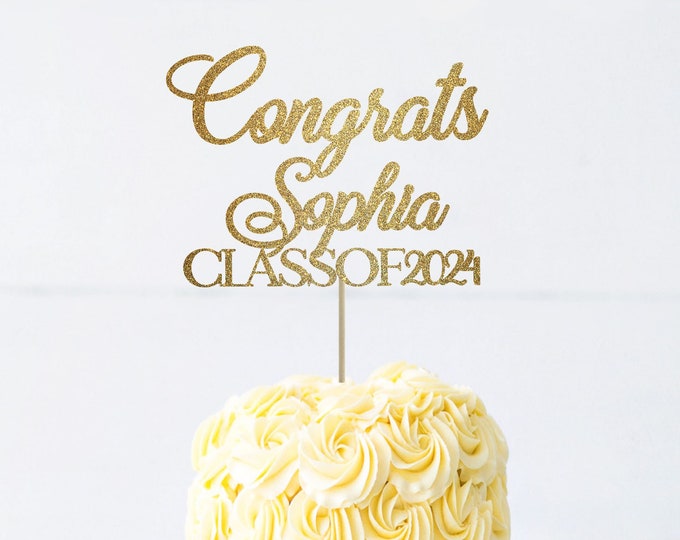 Congrats Cake Topper Graduation Custom Cake Topper Graduation Gold Cake ...