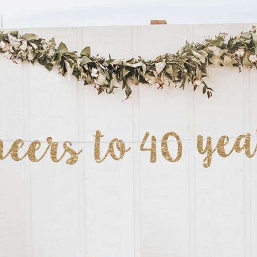Cheers To 40 Years Printable Gold Glitter Sign 40th Etsy