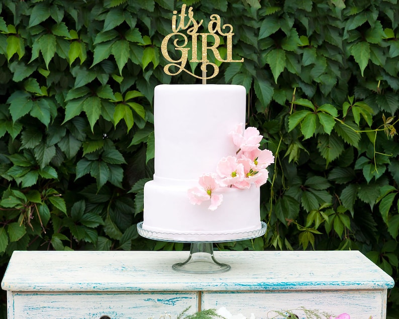 Its a Girl Cake Topper Baby Shower Girl Gold Cake Topper Gender Reveal ...
