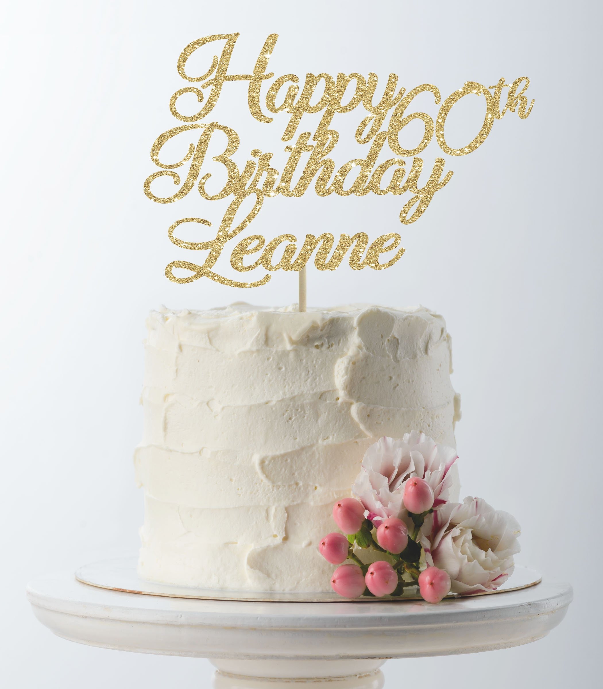 Happy Birthday Cake Topper 60th Birthday Custom Cake Topper Birthday ...