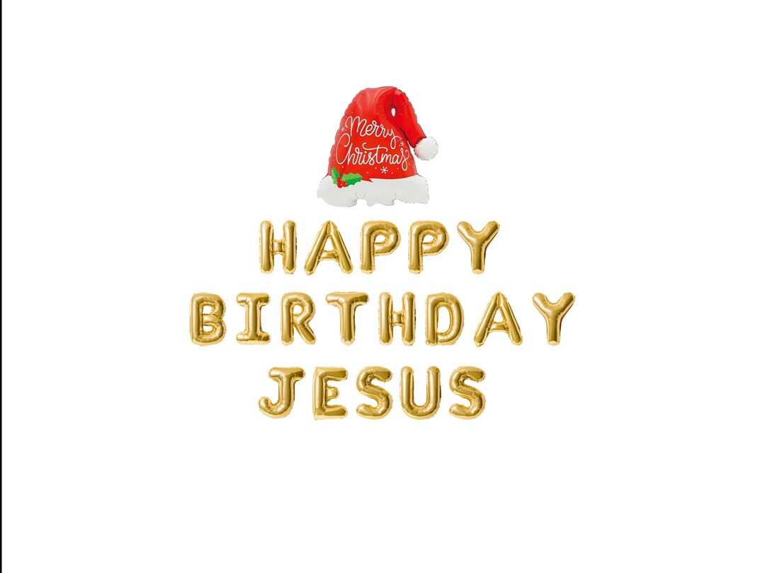 Happy Birthday Jesus Balloon Banner Funny Christmas Decorations ...