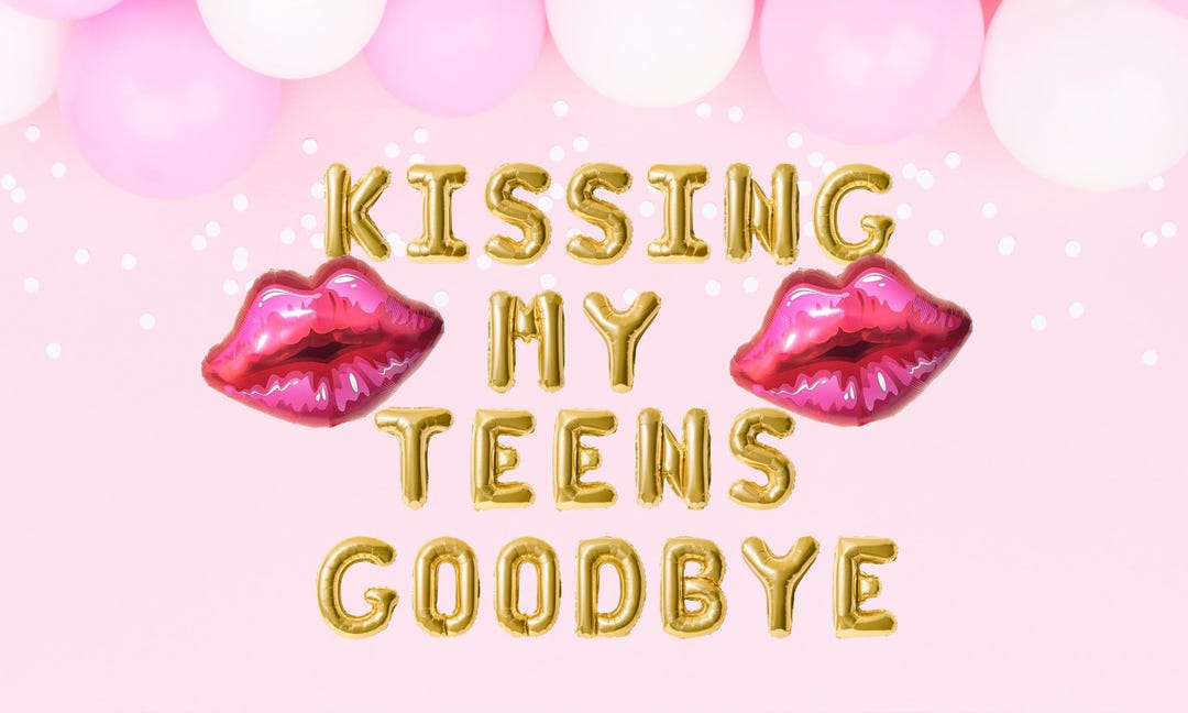 Kissing My Teens Goodbye Balloon Banner 20th Birthday Decorations 20th ...