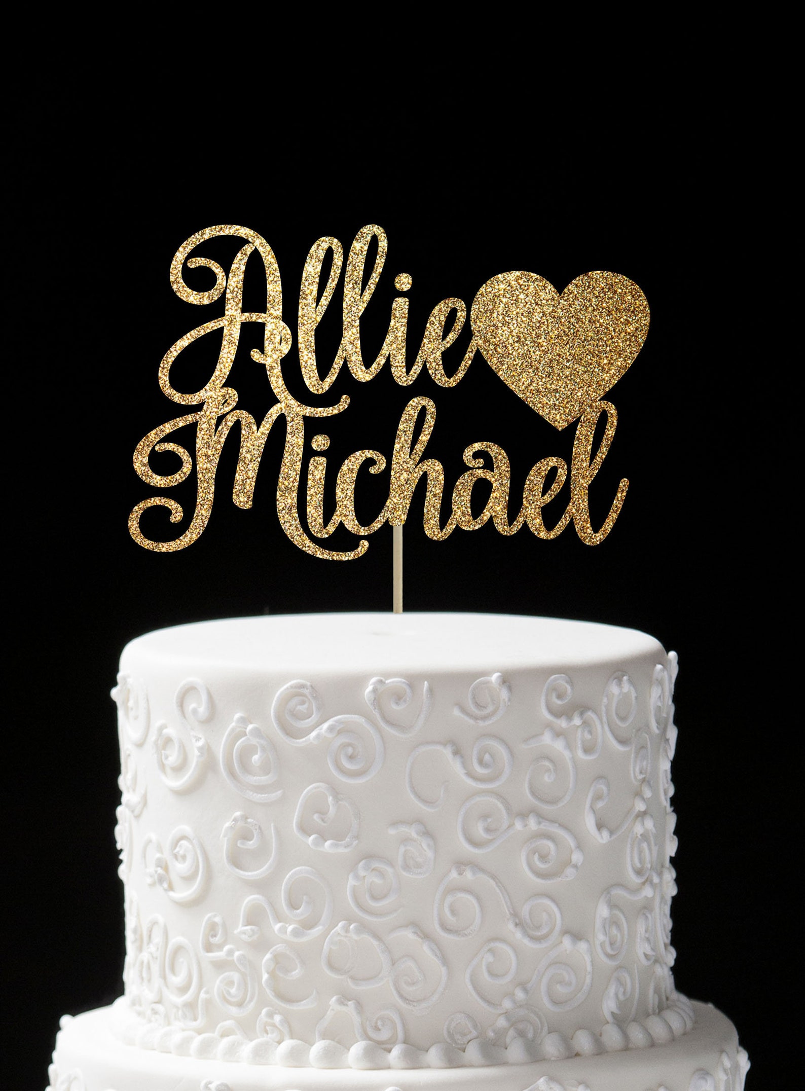 Couples Name Cake Topper Wedding Cake Topper Bridal Shower Gold Cake ...