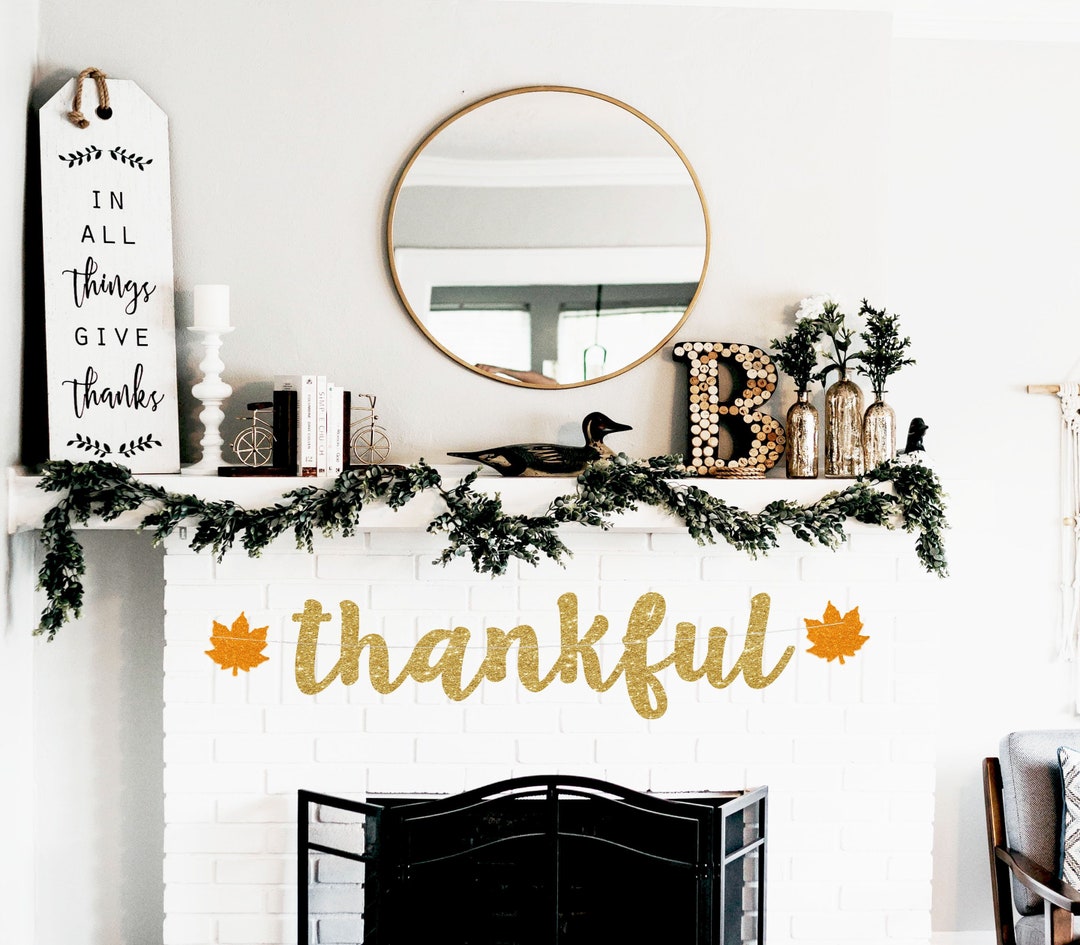 Thankful Banner, Fall Banner, Fall Decor, Gold Banner, Thanksgiving ...