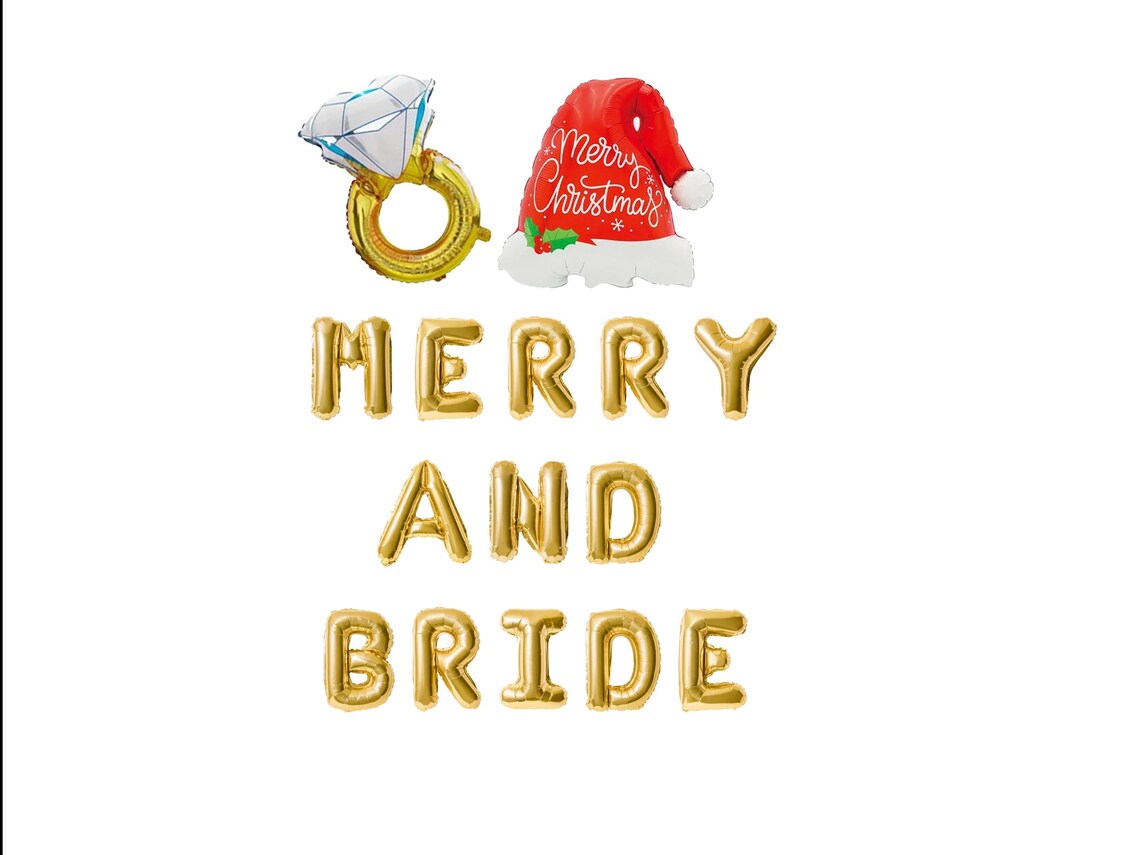 Merry and Bride Christmas Bachelorette Balloon Banner Christmas Bride ...