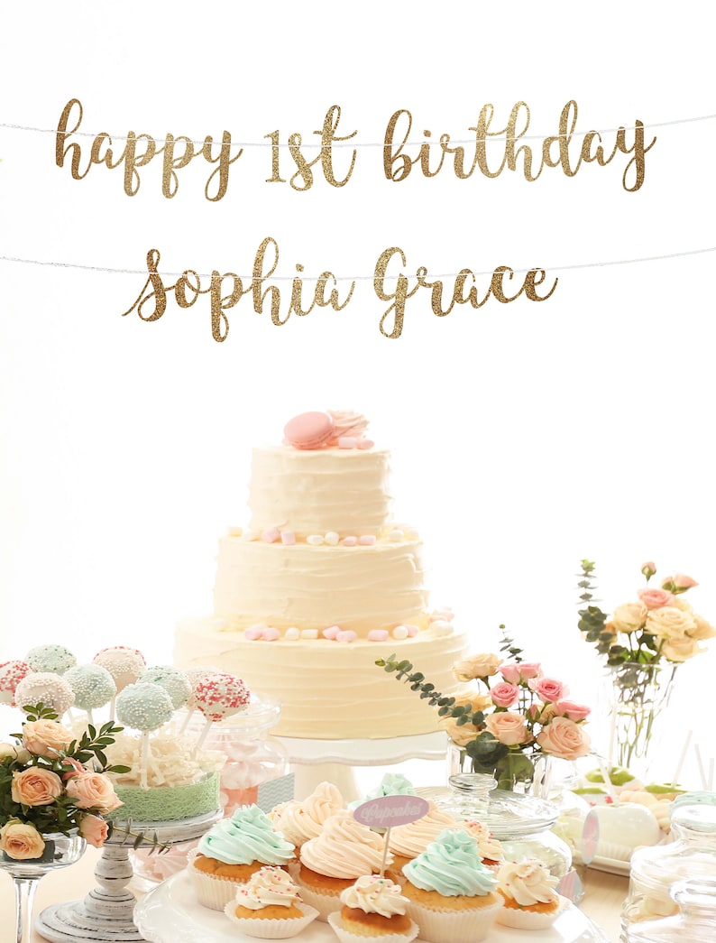 Happy 1st Birthday Banner Custom Banner First Birthday Banner Birthday ...