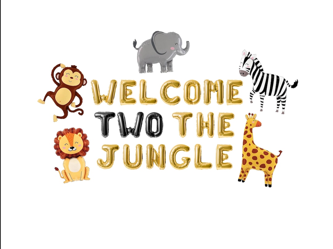 Welcome Two the Jungle Balloon Banner Safari Theme 2nd Birthday ...