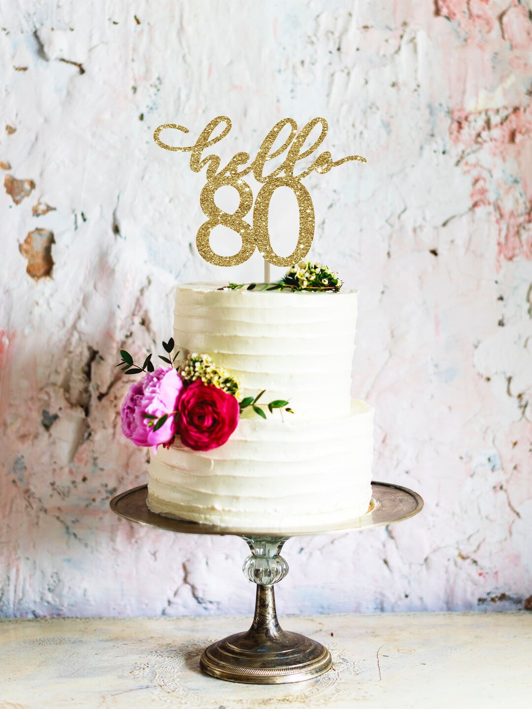 Hello 80 Cake Topper 80 Birthday for Her Birthday Cake Topper Eighty ...
