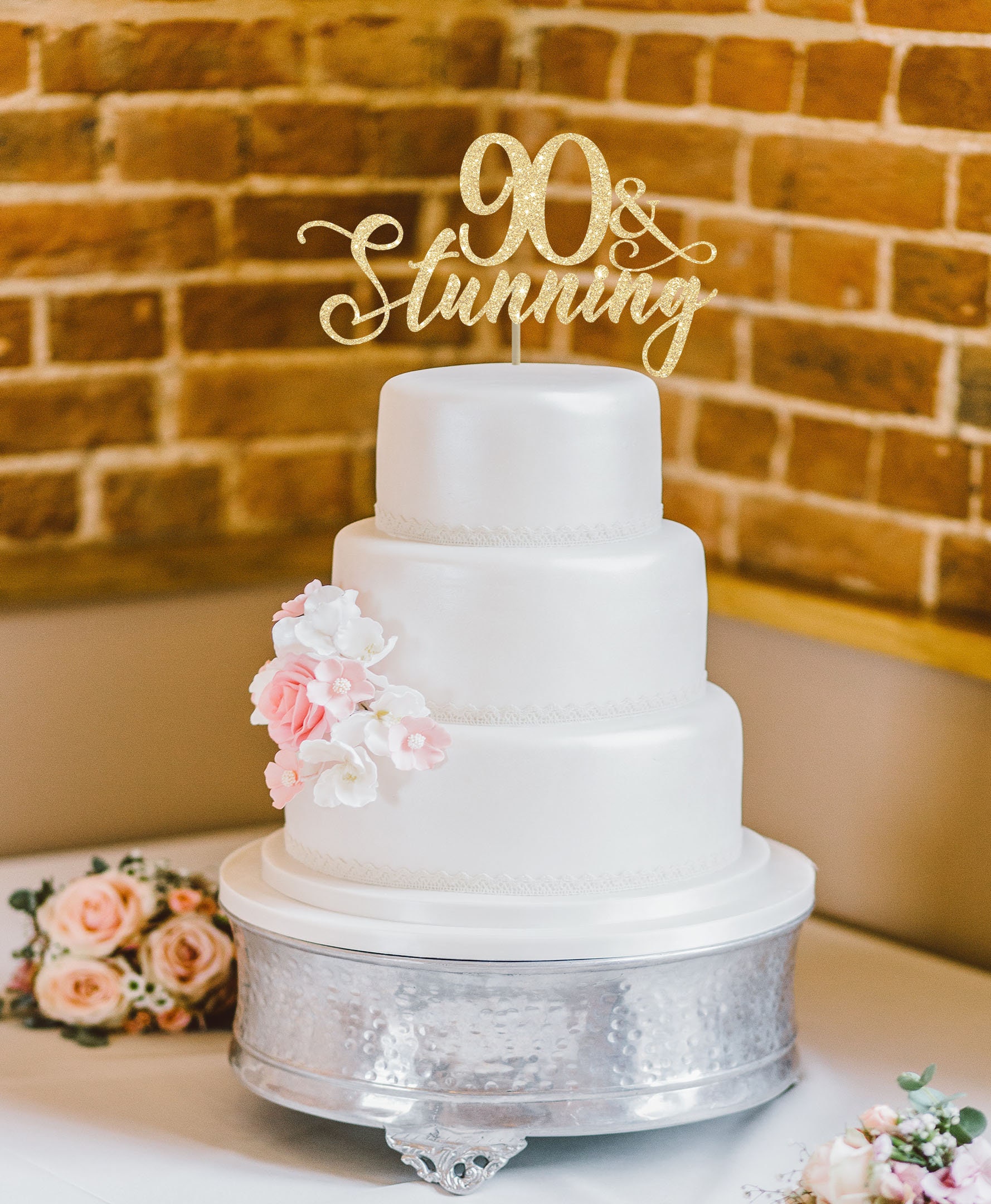 90 and Stunning Cake Topper 90th Birthday Party Decoration 90 - Etsy