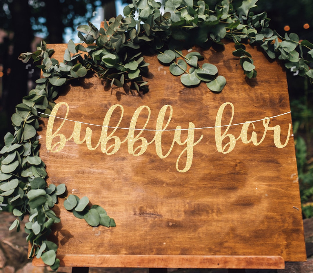 Bubbly Bar Banner Wedding Banner Bridal Shower Decorations Engagement ...