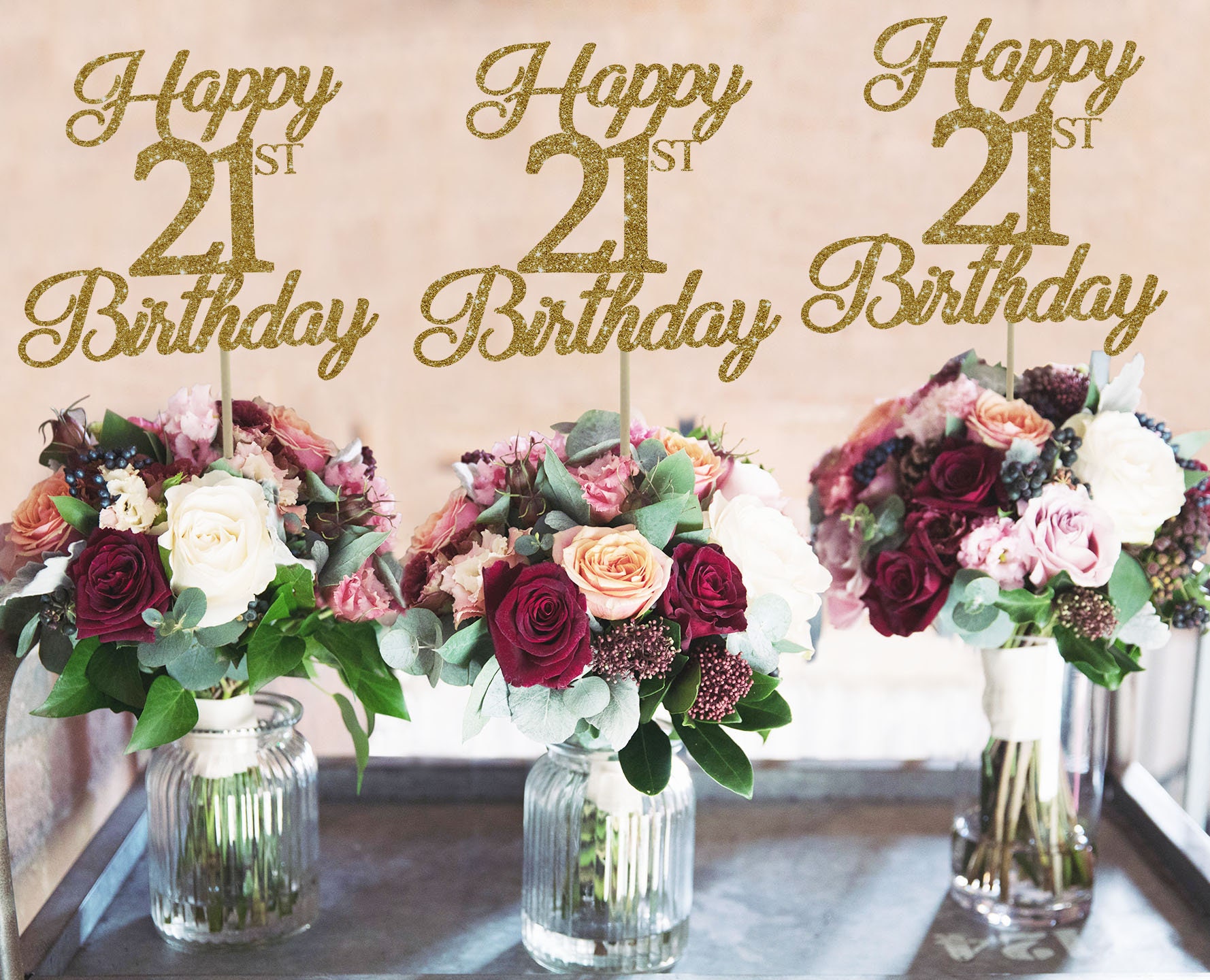 21st Birthday Centerpiece 21 Centerpiece 21st Birthday Decor 21st ...