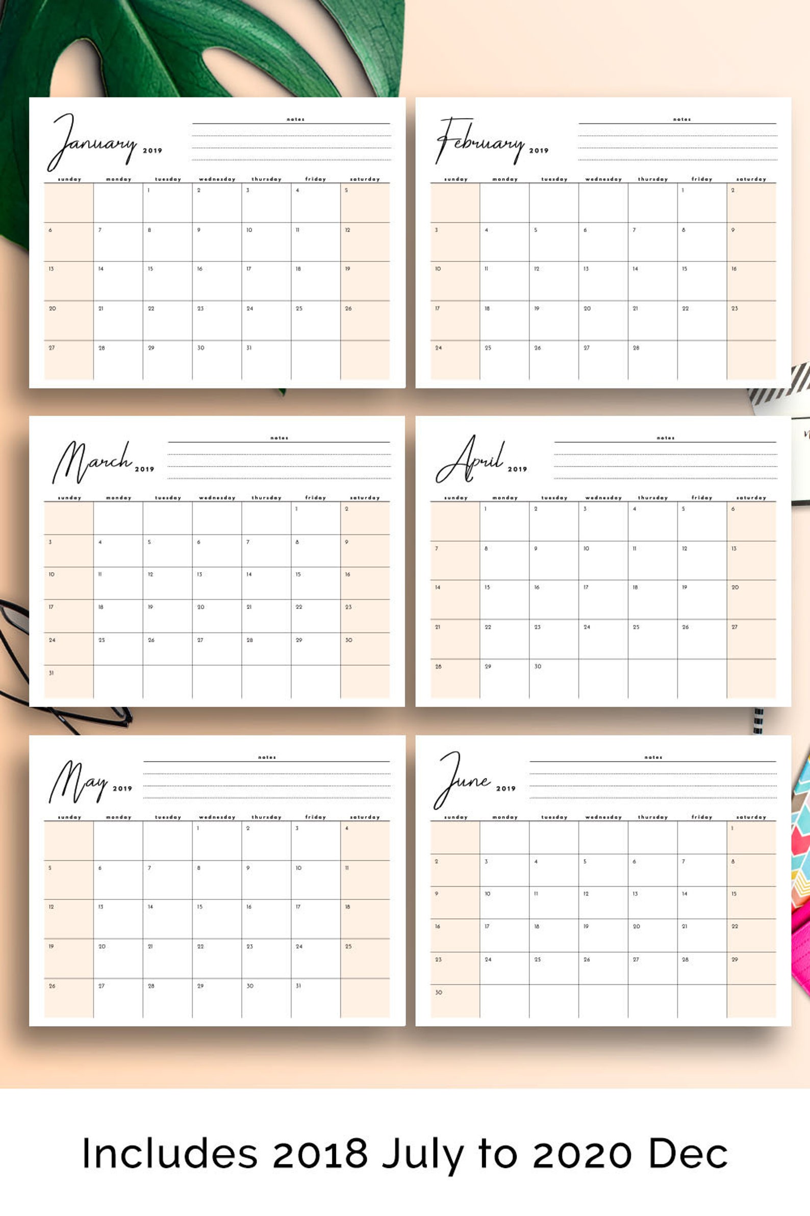 2020 Desk Calendar, 2020 Large Desk Calendar, 2020 Monthly Planner ...