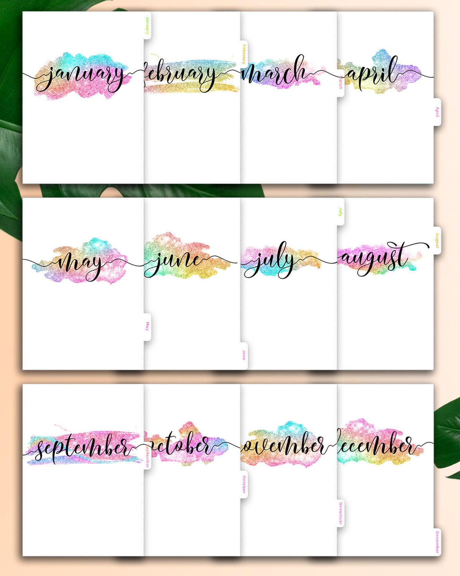 Planner Dividers A5 Month Tabs • A5 Monthly Dividers Filofax A5 Planner ...