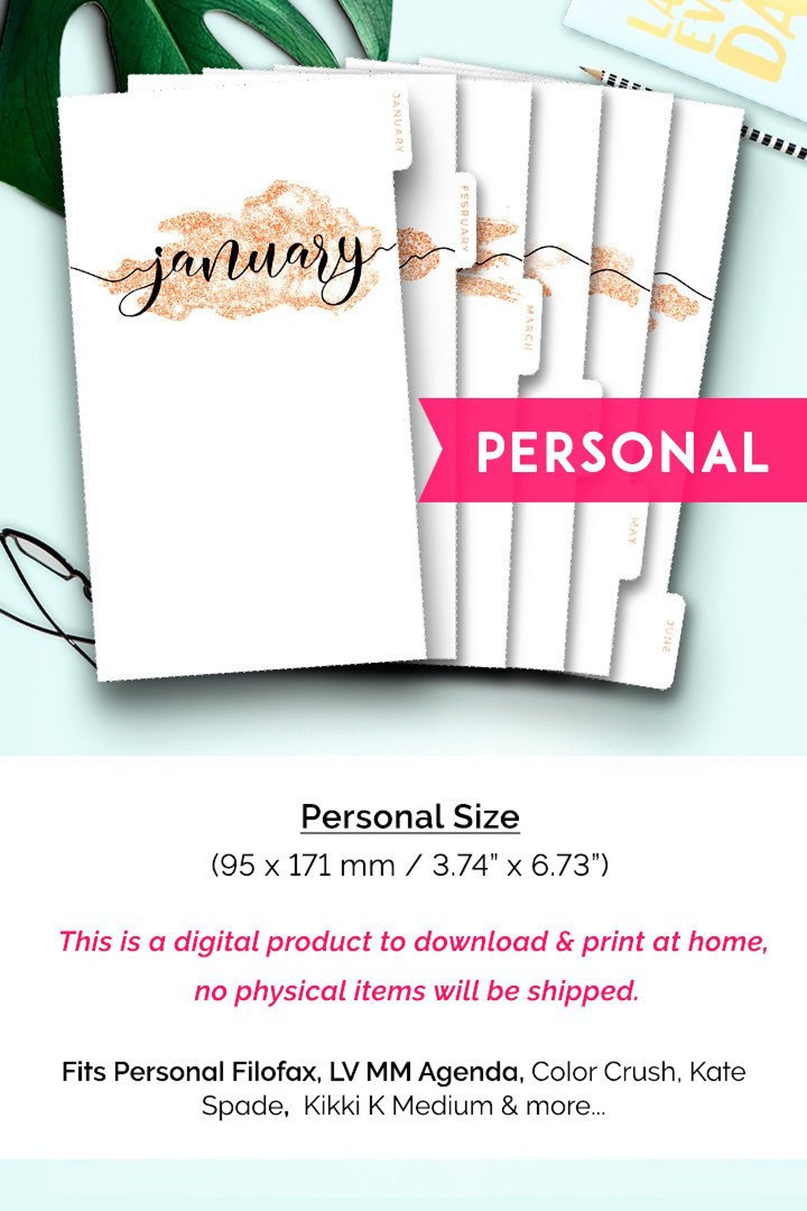 Personal Dividers Monthly Tabs Planner Dividers Agenda - Etsy