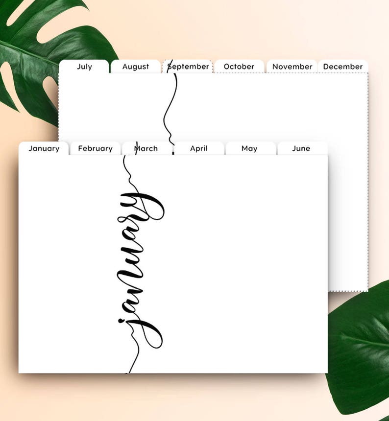 A5 Monthly Planner Dividers Printable Tabbed Filofax Monthly - Etsy