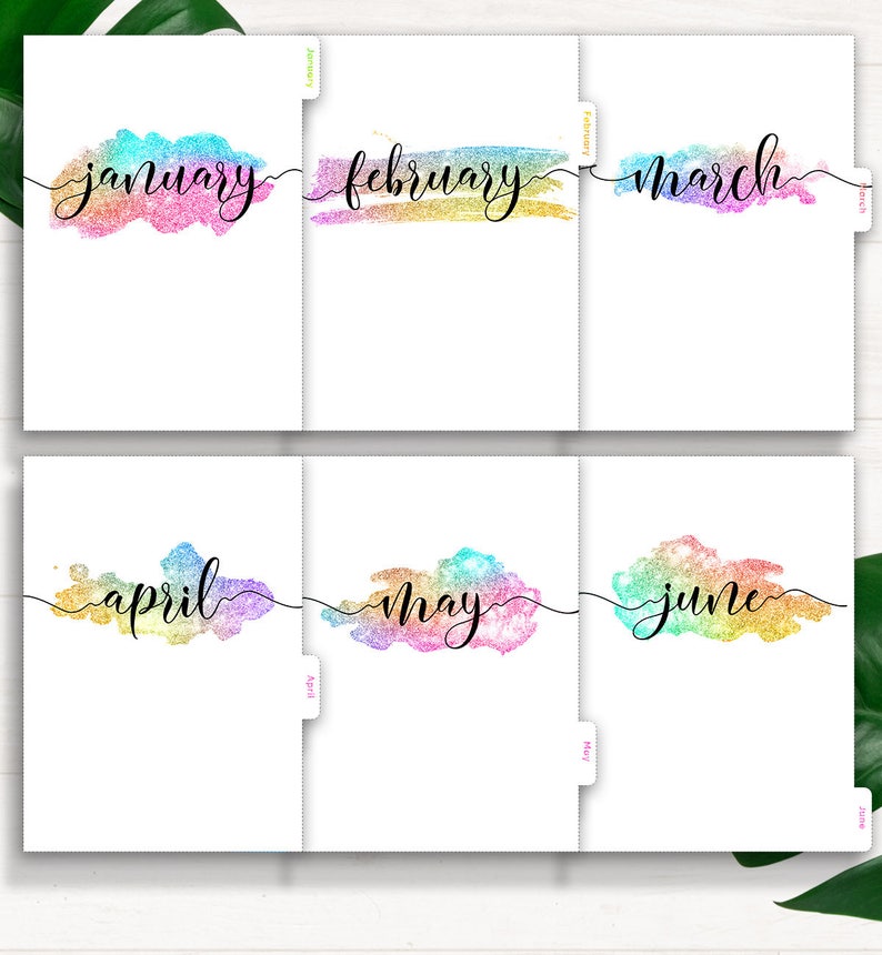 Planner Dividers Printable Monthly Tabbed Filofax Dividers A5 - Monthly ...