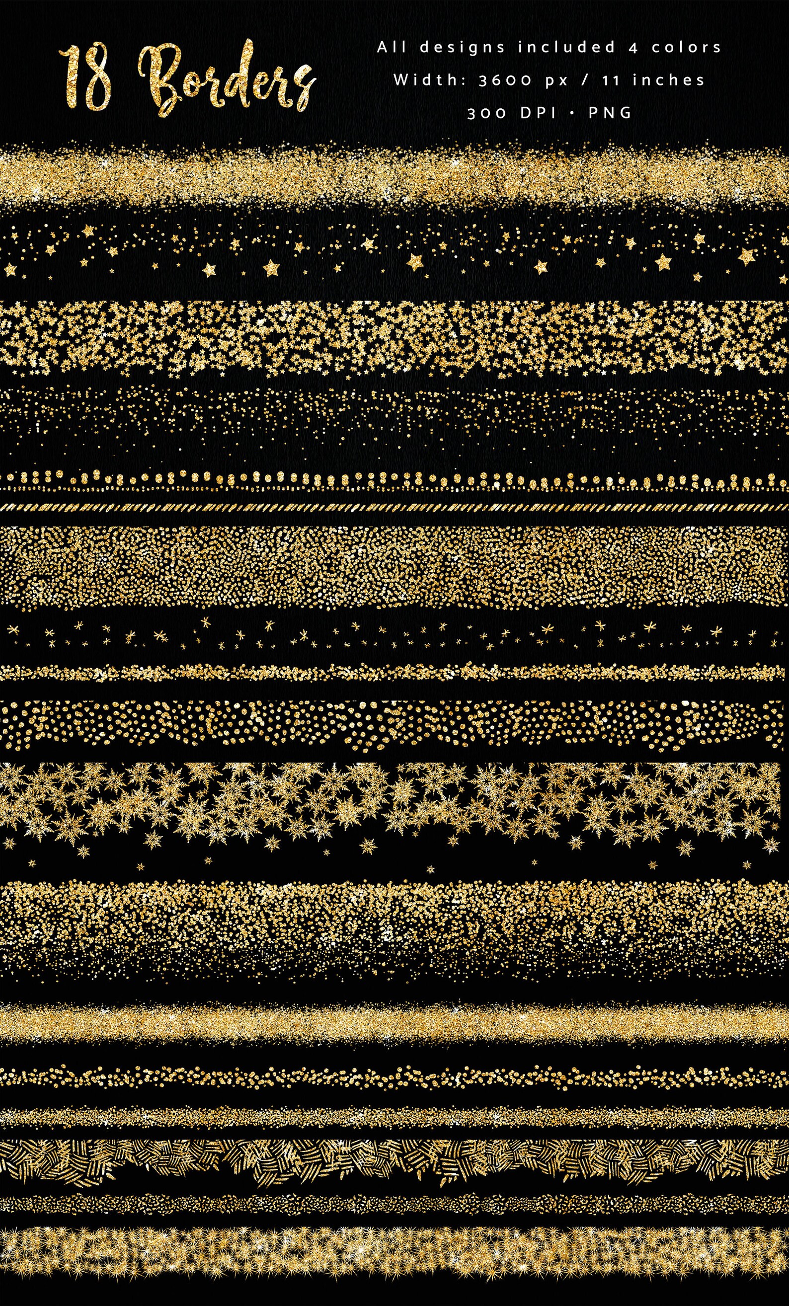 Glitter Confetti Clipart Borders Gold Glitter Borders and | Etsy