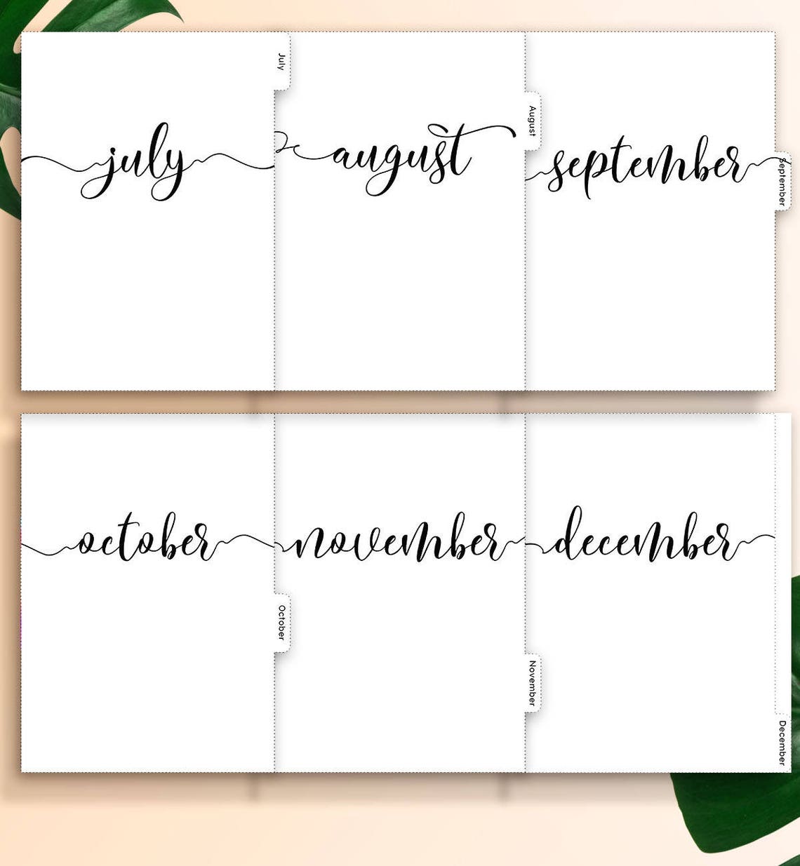 A5 Monthly Planner Dividers • Printable Tabbed Filofax Monthly Dividers ...