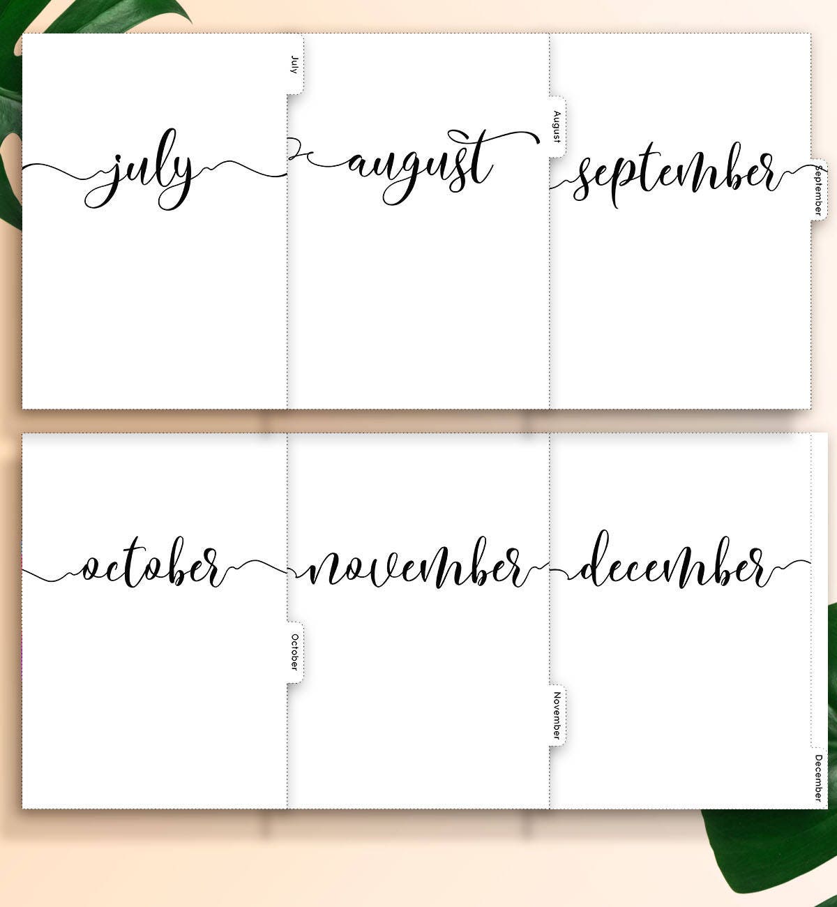A5 Monthly Planner Dividers Printable Tabbed Filofax Monthly - Etsy