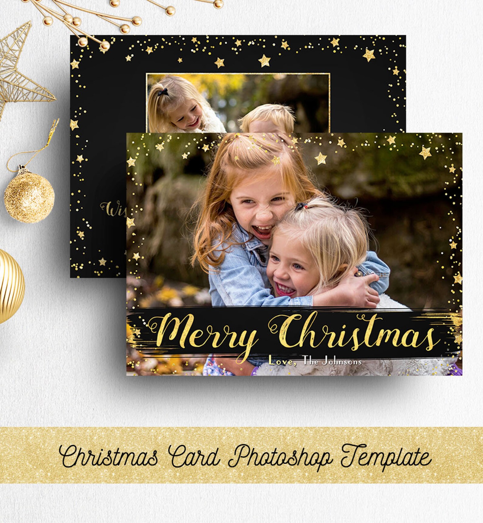 Christmas Card Template Photoshop Photographers Photo - Etsy