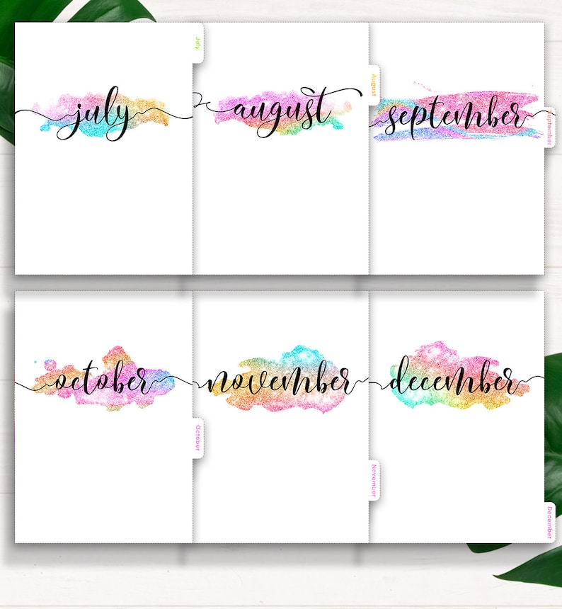 Planner Dividers Printable Monthly Tabbed Filofax Dividers A5 | Etsy