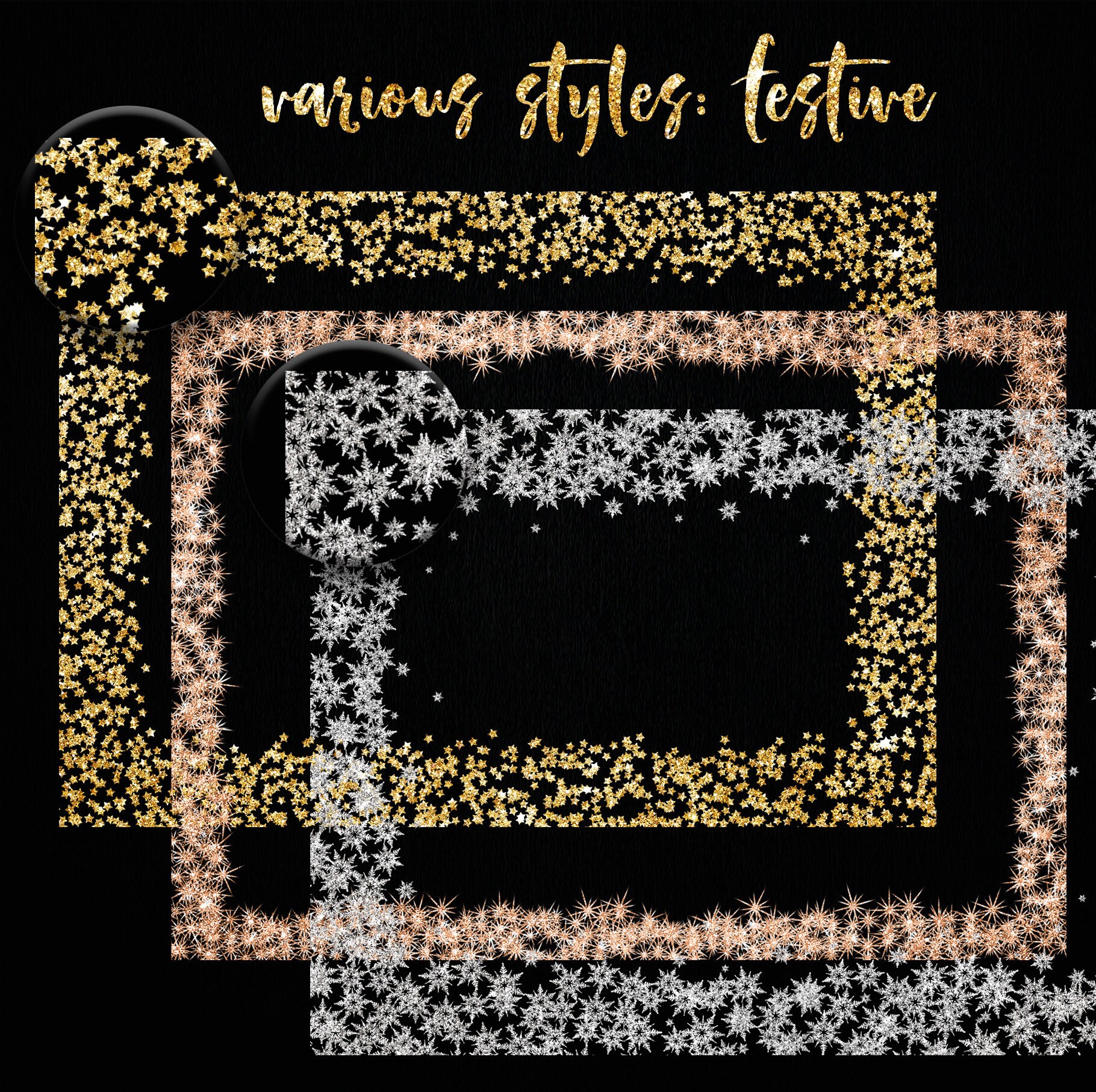 Glitter Confetti Clipart Borders Gold Glitter Borders and | Etsy