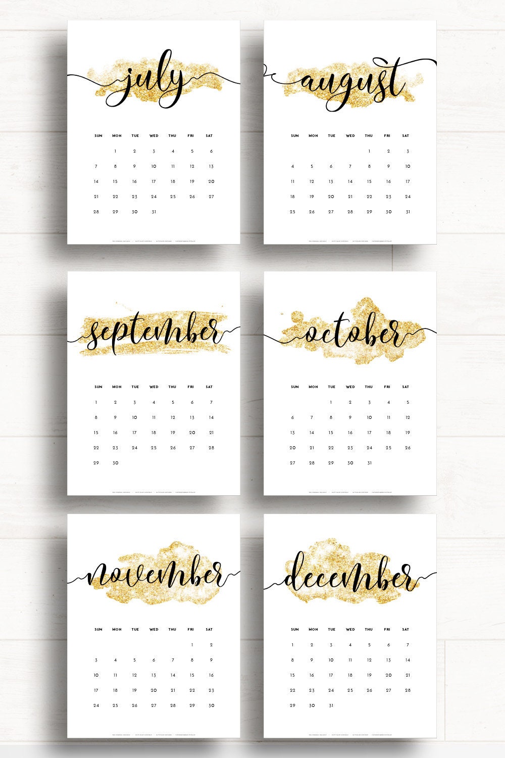 2022-2023 Printable Calendar 2022 Gold Calendar 2022 Wall | Etsy