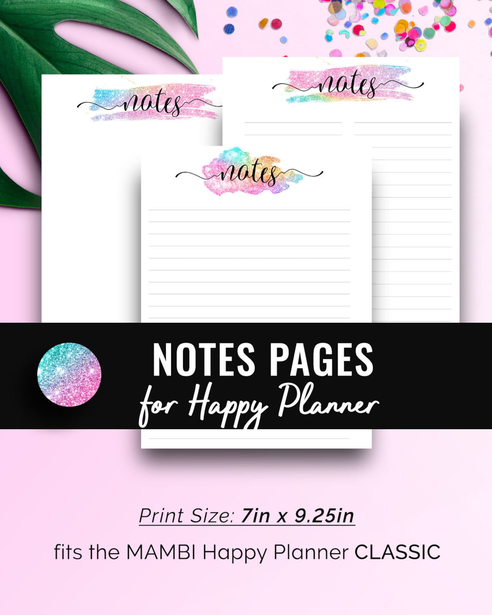 Happy Planner Insert Happy Planner Notes Pages Classic Happy | Etsy