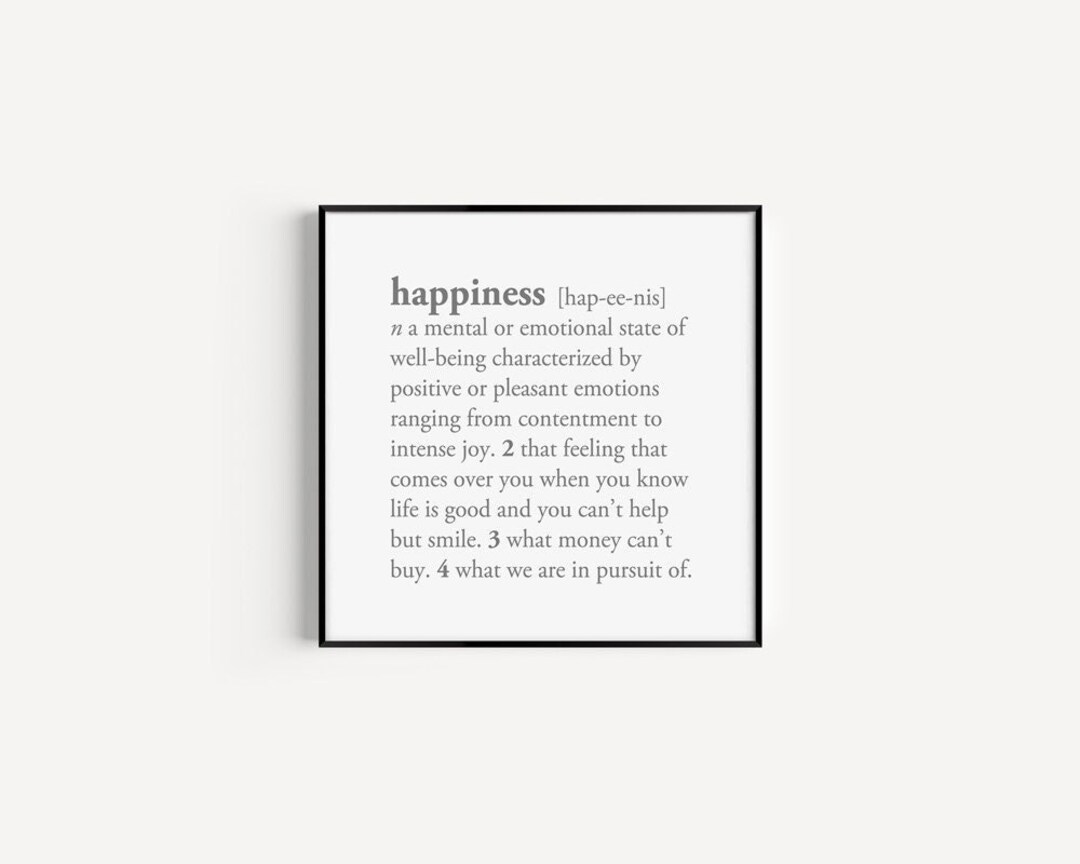 Happiness Definition Printable, Minimal Happiness Word Art, Square ...