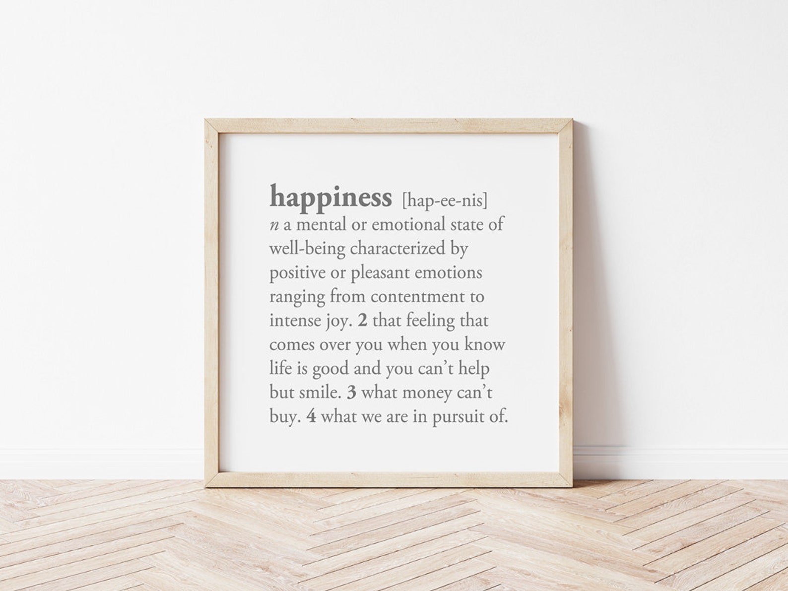 Happiness Definition Printable, Minimal Happiness Word Art, Square ...
