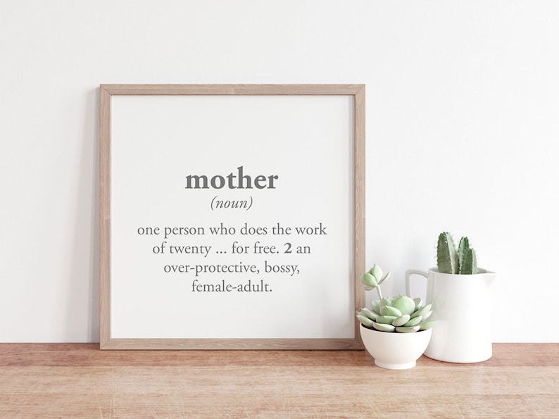 Mother Witty Definition Printable, Minimal Mother Word Art, Square ...