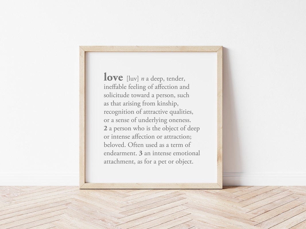 Love Definition Printable, Love Minimal Word Art, Square Love Lettering ...