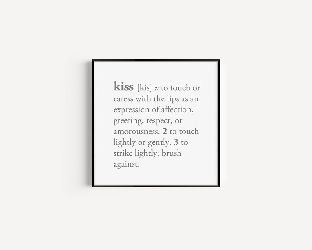 Kiss Definition Printable, Minimal Kiss Word Art, Square Kiss Lettering ...