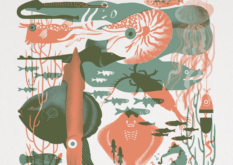 Deepsea Screenprint by Megan Handmade Silkscreen Print | Etsy