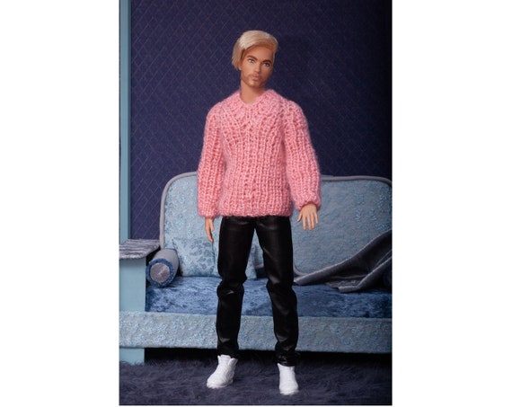 Ken Doll Sweater Pink Circular Knitting Without Seams Hand - Etsy
